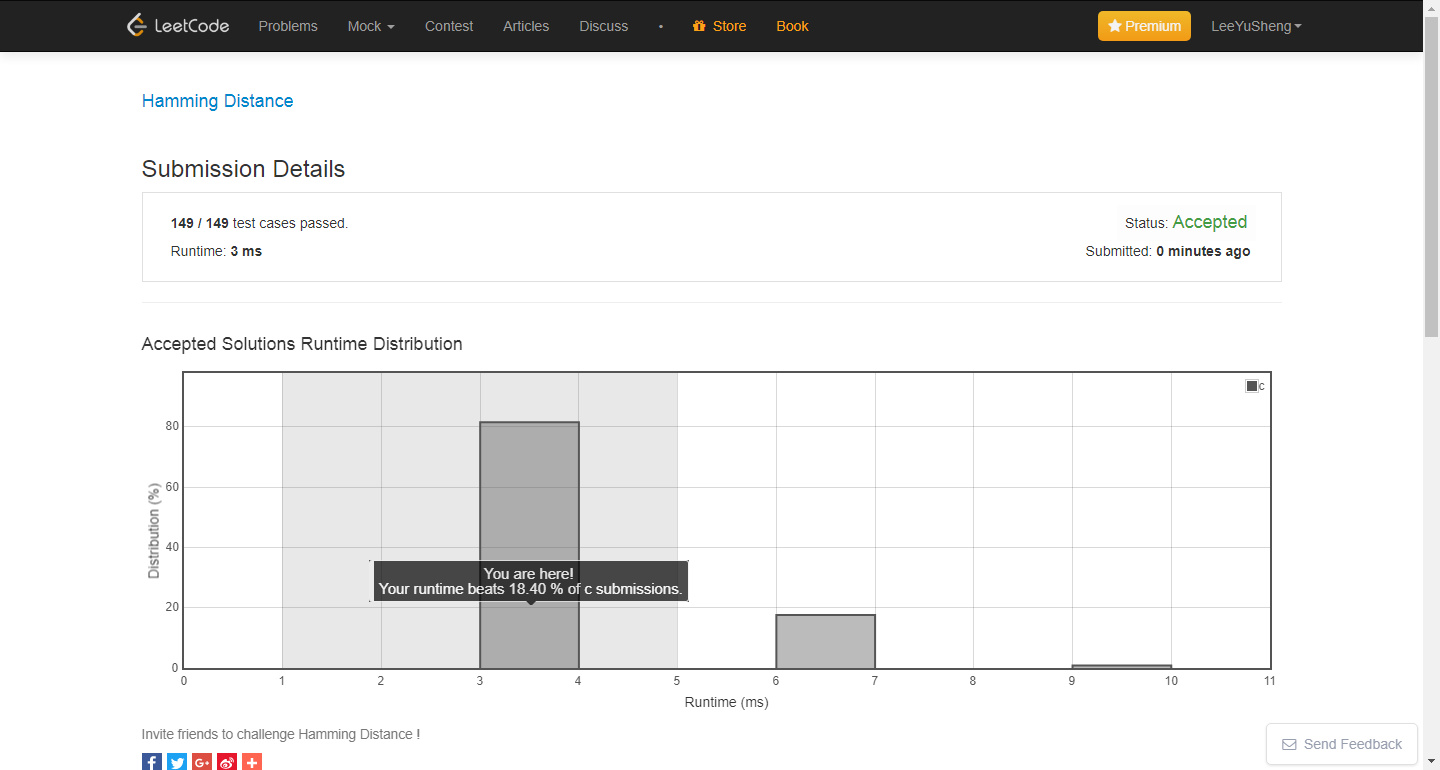 [LeetCode]Problems- 461. Hamming Distance